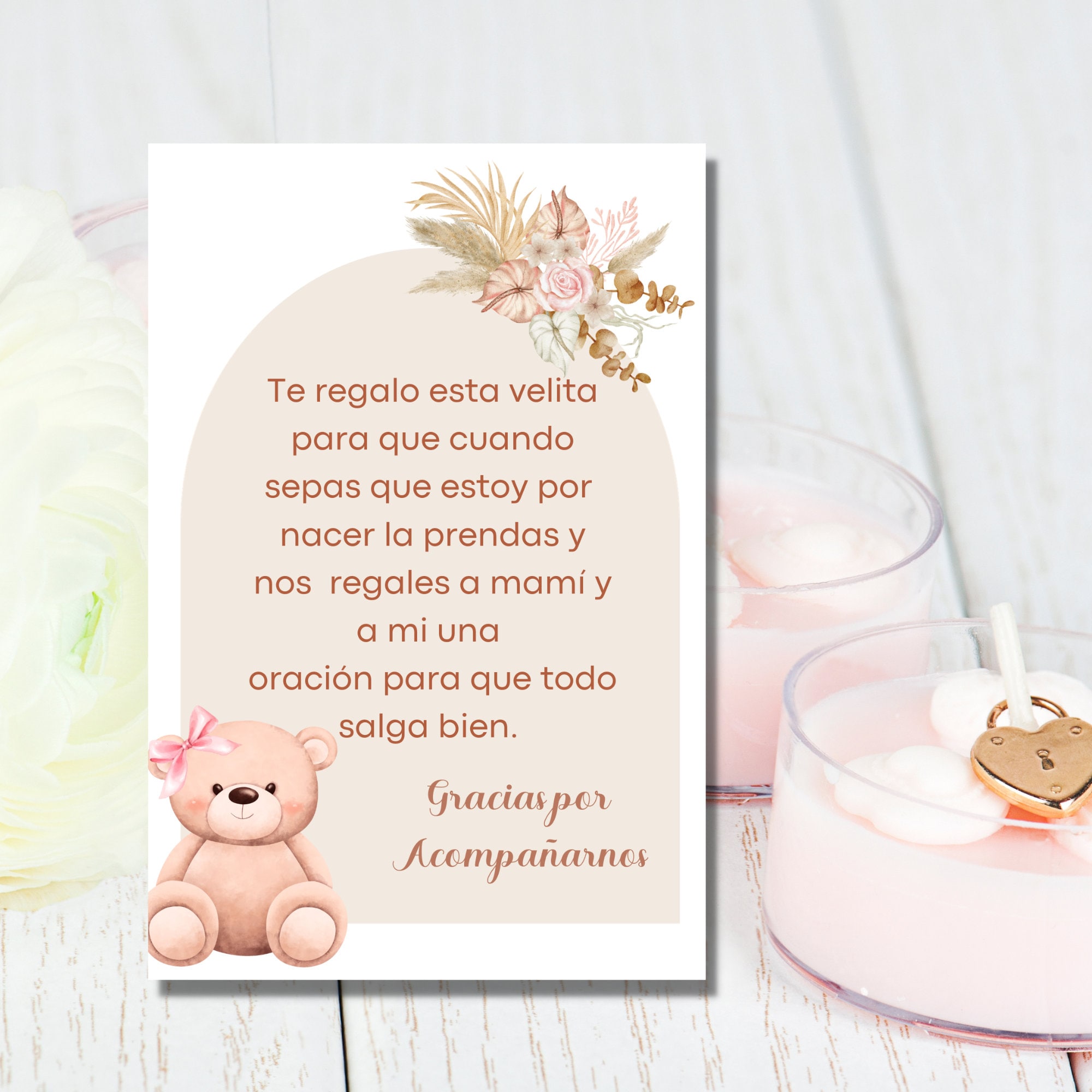 Tarjetita de recuedo para baby shower en Español - Oración y deseos ...