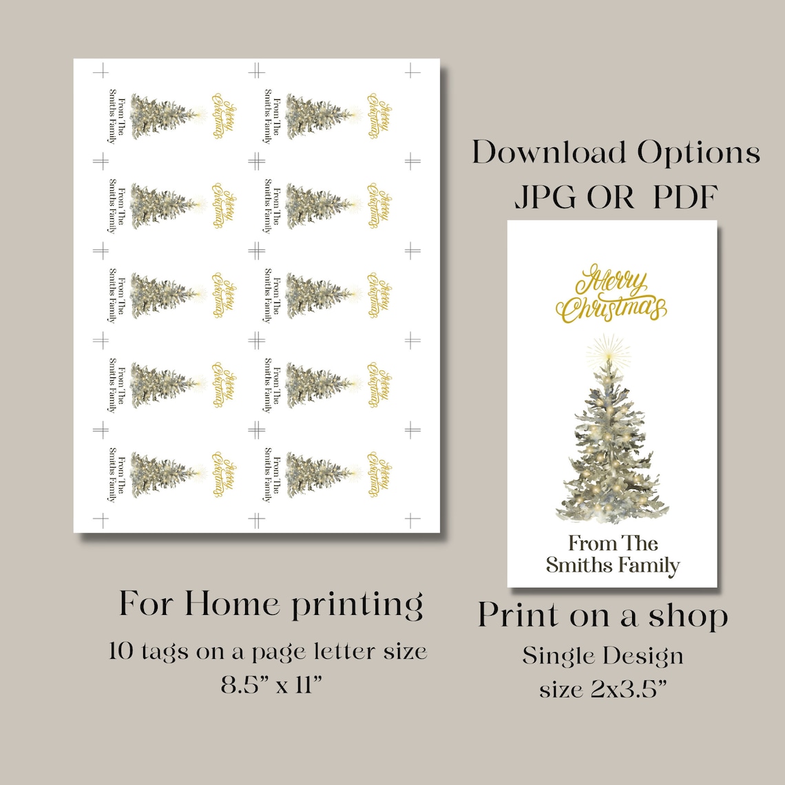 Personalized Christmas Tags Printable Christmas Tree Gift - Etsy