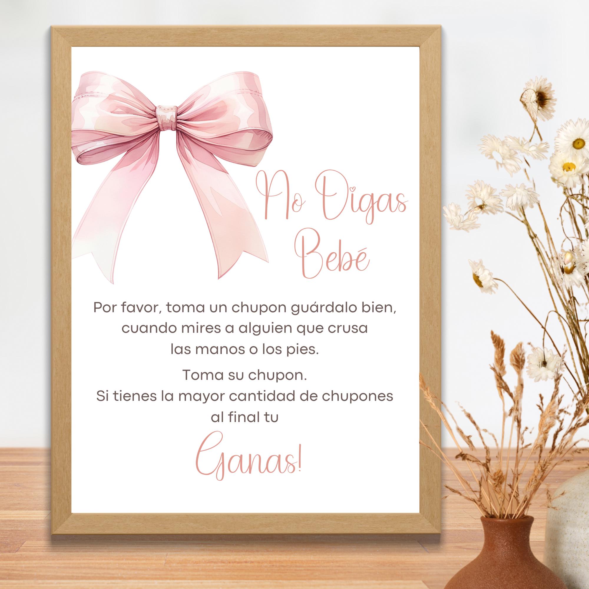 Spanish Don't Say Baby Sign, Printable Pink Coquette Spanish Modern No ...