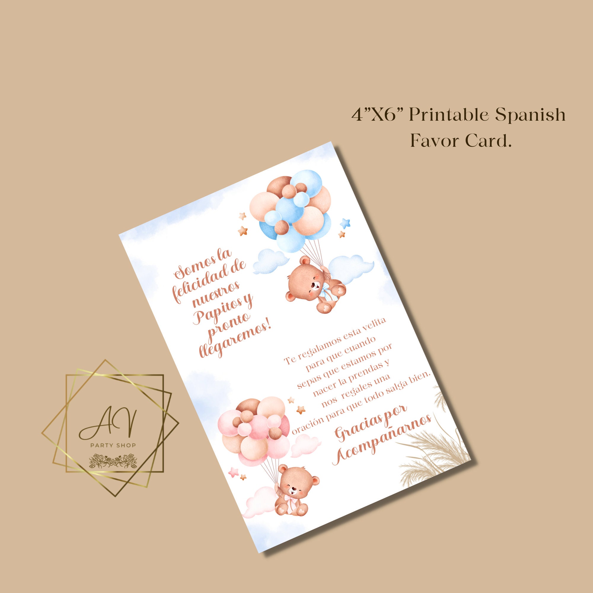 Spanish Baby Shower Card Spanish Favor Cards Candle Favors - Etsy