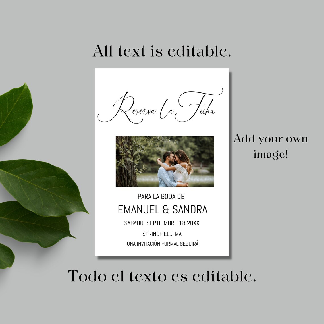 Spanish Modern Save the Date Printable Invitation Template - Reserva La ...