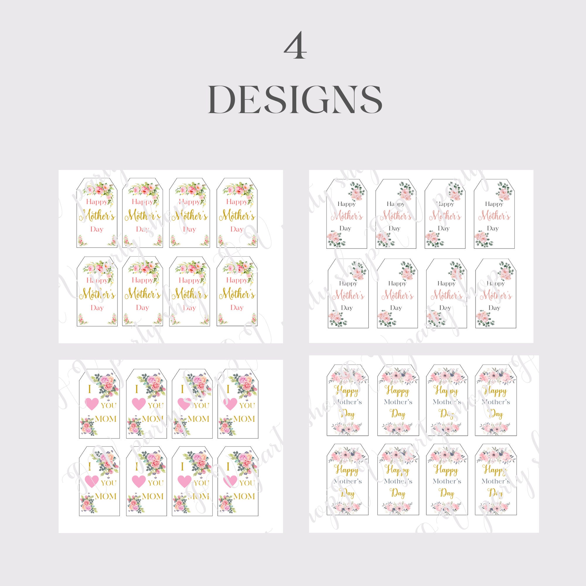 Mother's Day Gift Tags Happy Mother's Day Floral - Etsy