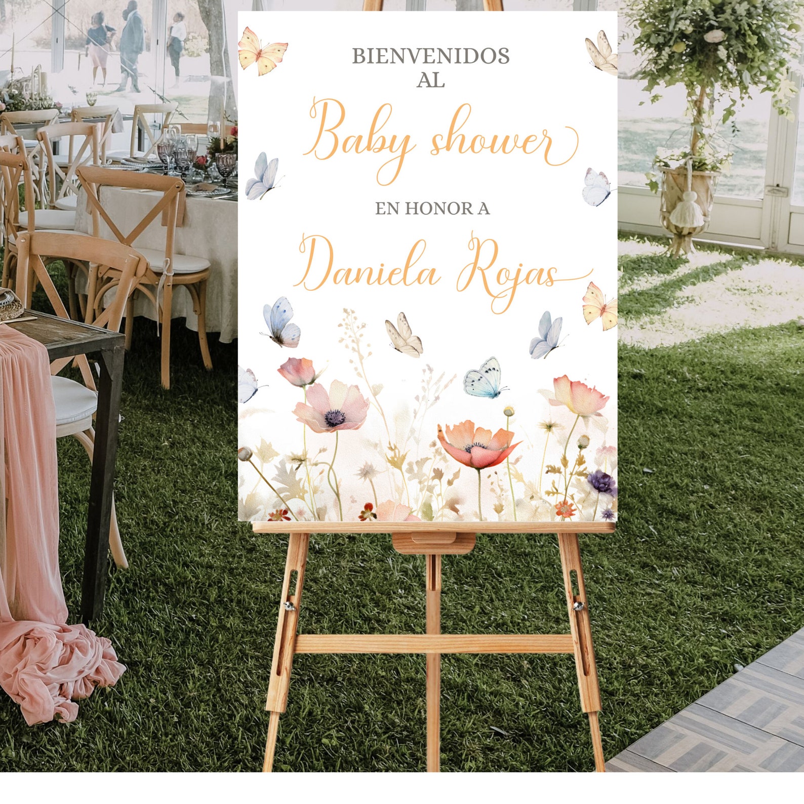 Editable Spring Spanish Baby Shower Welcome Sign- Printable ALL Text ...