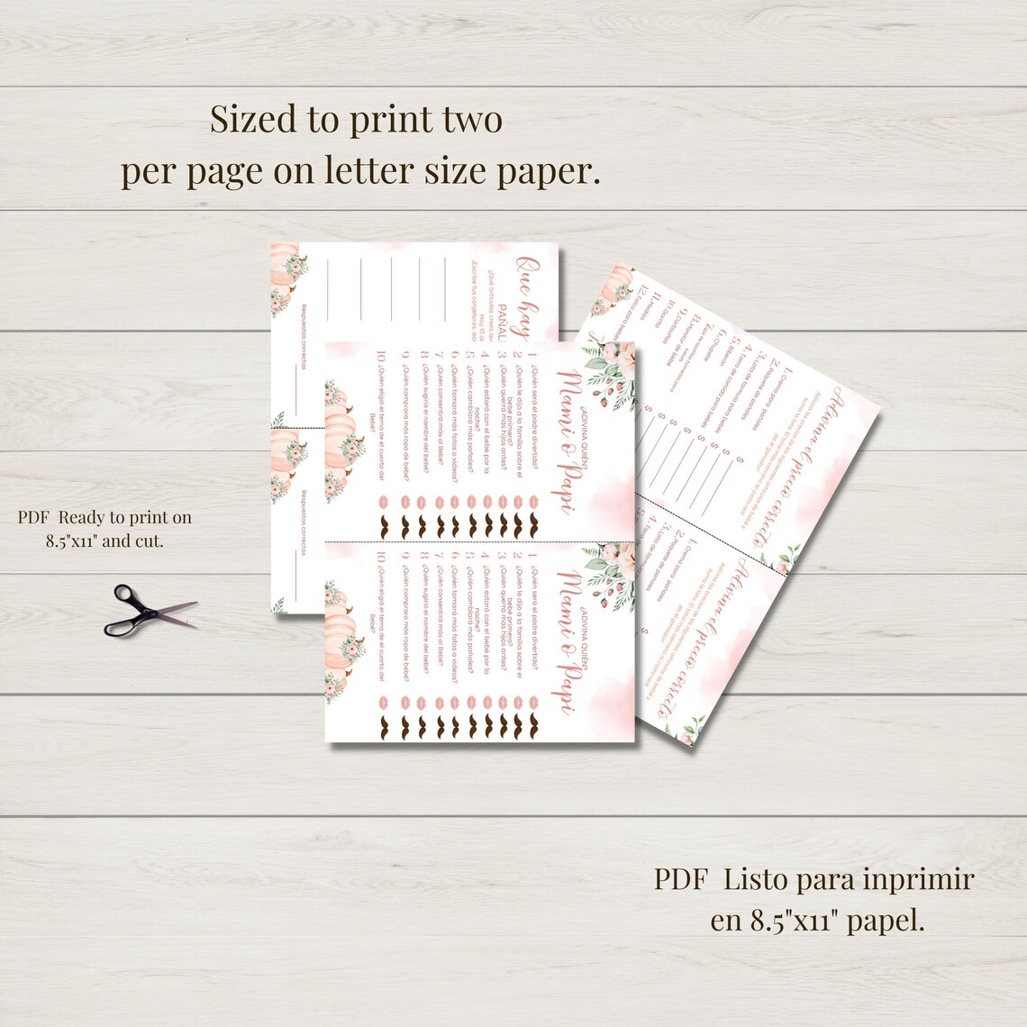 Spanish Blush Pink Pumpkins Baby Shower Games Bundle Modern - Etsy