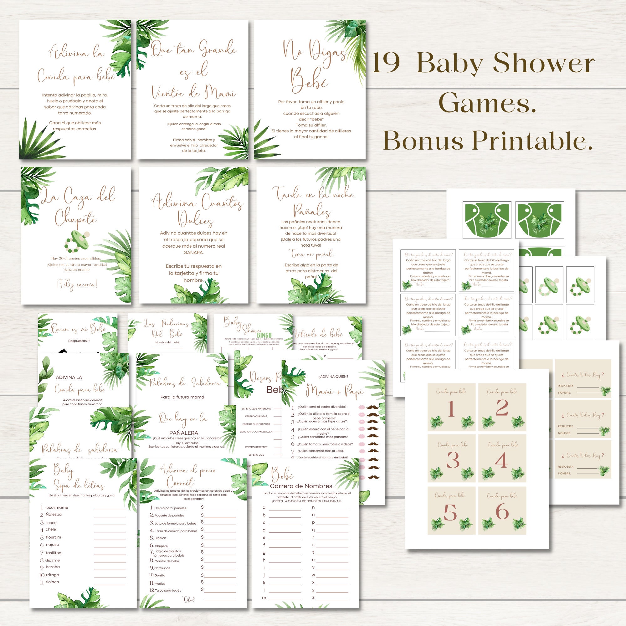 Spanish Baby Shower Printable Games Bundle Spanish Gender - Etsy