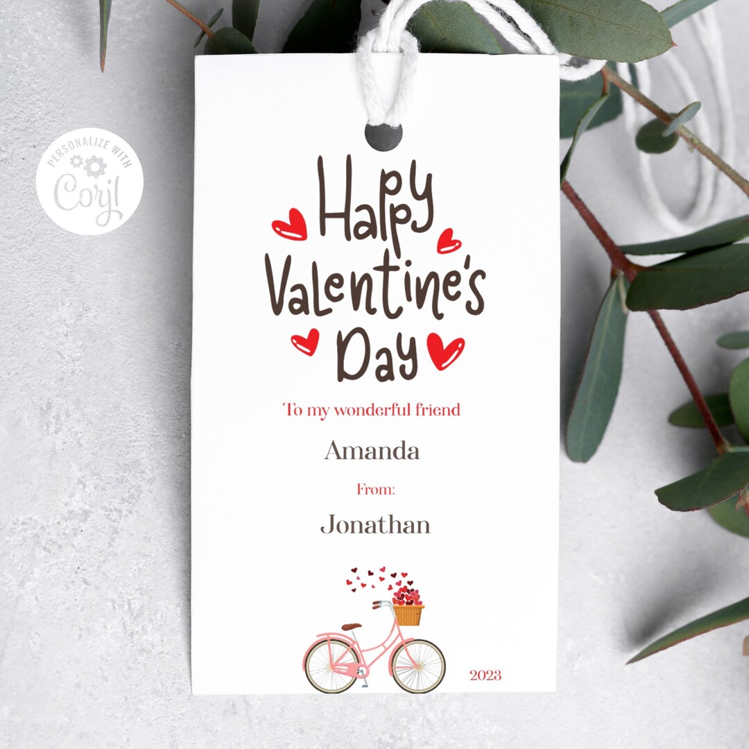 Valentines Day Hearts Tag Template-custom Tag for Friend Valentines Day ...