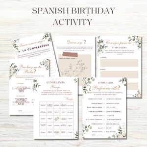 Spanish Birthday Activity Bundle-printable Adults Women Birthday ...