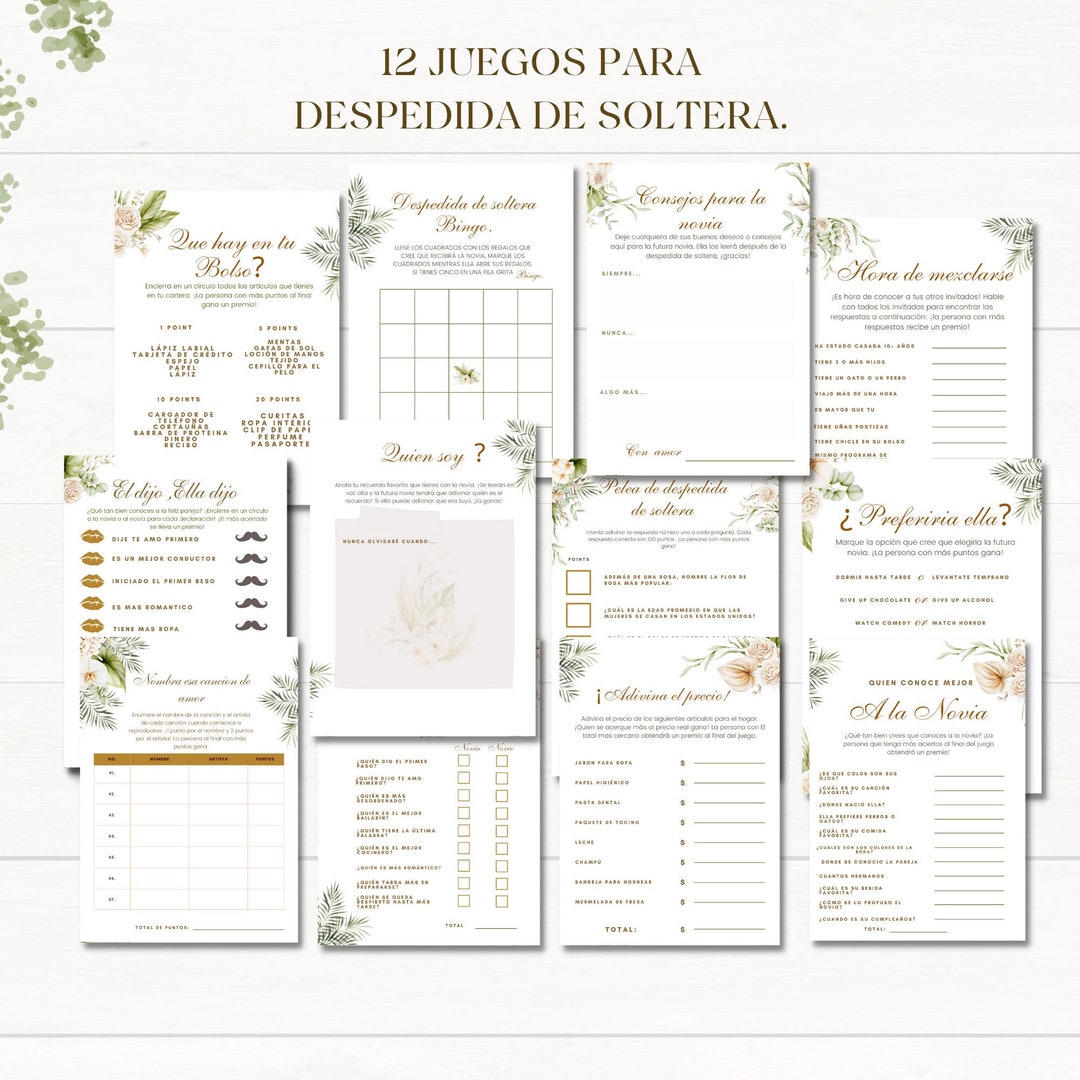 Spanish Printable Bridal Shower Games Set, Paquete Moderno De Juegos ...