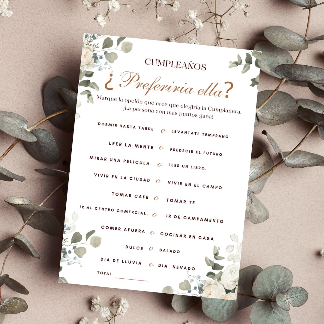 Spanish Birthday Activity-printable Adults Women Birthday Printable ...