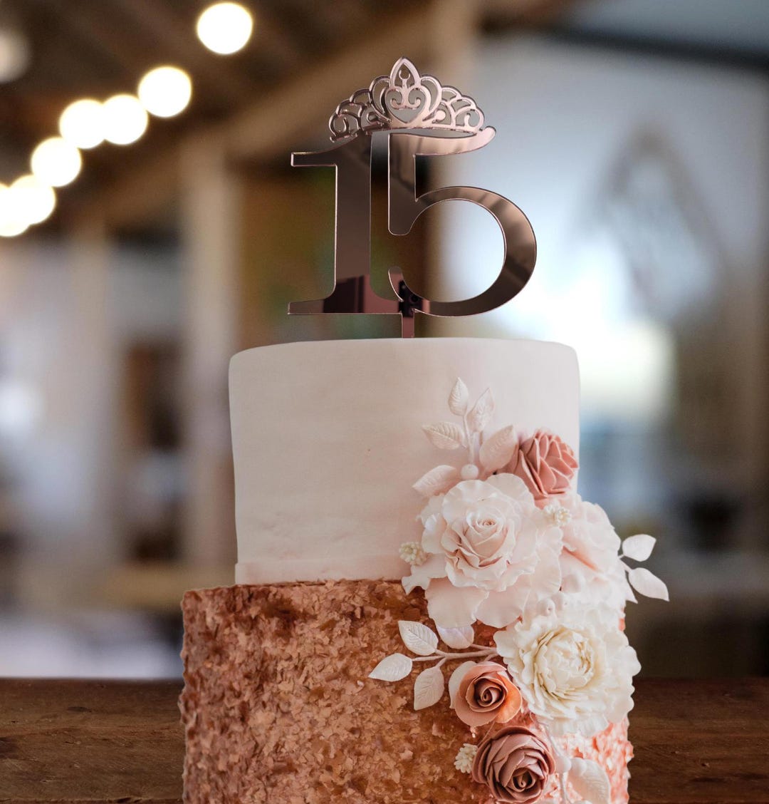 Large Mirror Acrylic or Wood Cake Topper for 15 Birthday Quinceañera ...