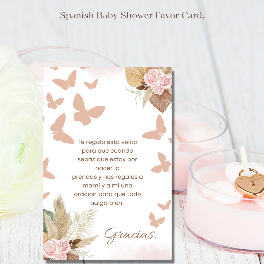 Spanish Baby Shower Favor Card , Spanish Candle Favors Favor Card ...