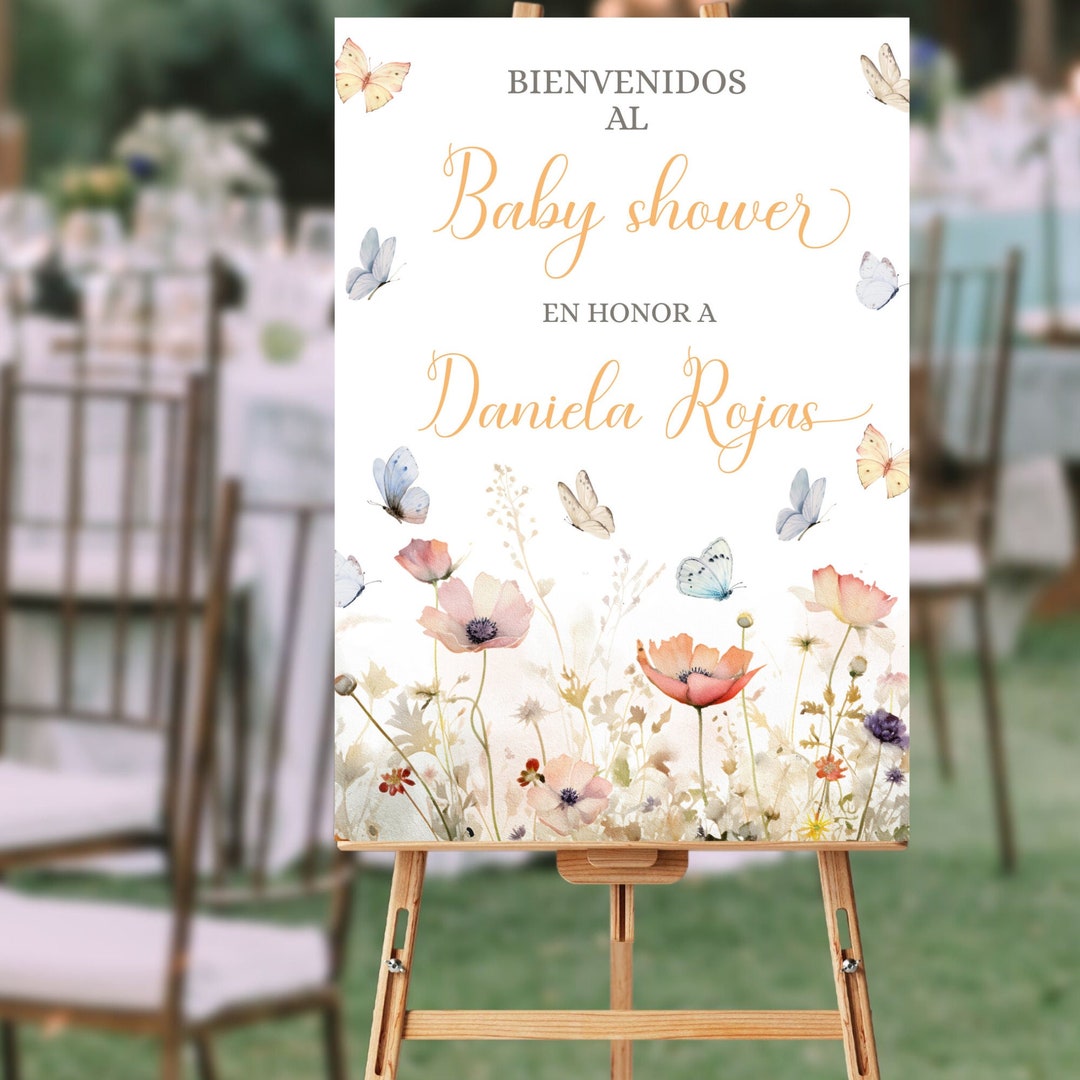 Editable Spring Spanish Baby Shower Welcome Sign- Printable ALL Text ...