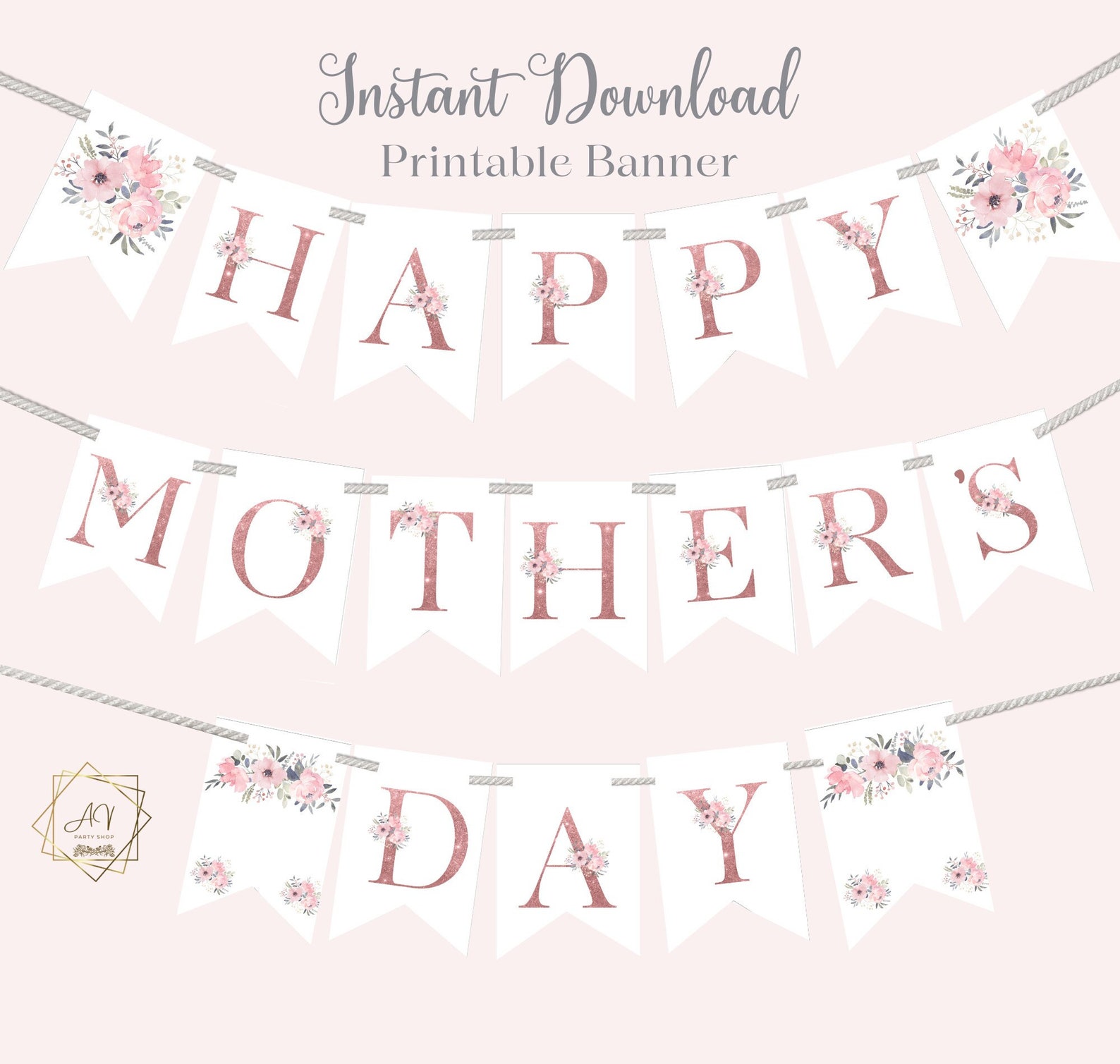 Happy Mother's Day Bunting Mother's Day Printable - Etsy