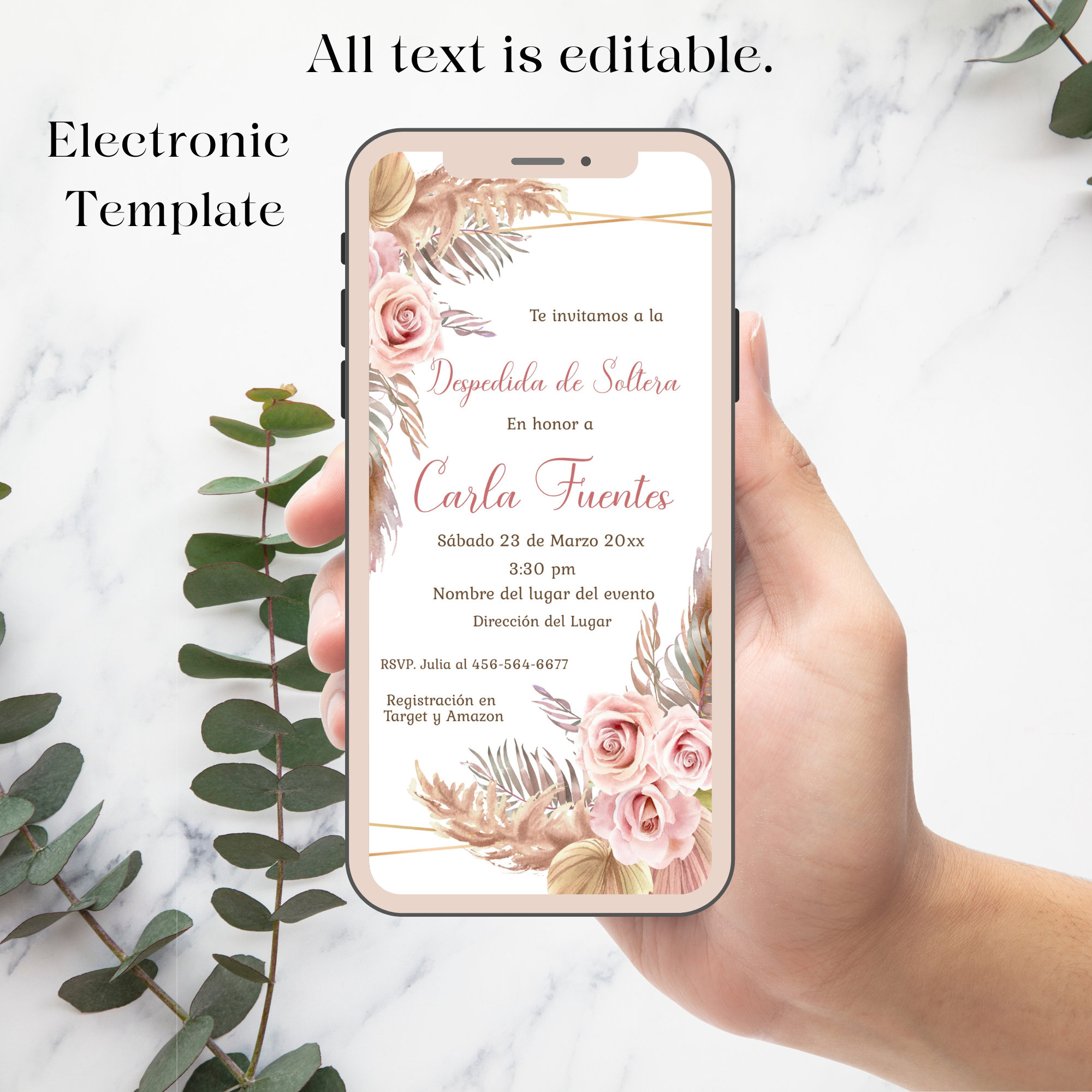 Plantilla de invitación de despedida de soltera española, Tarjeta ...