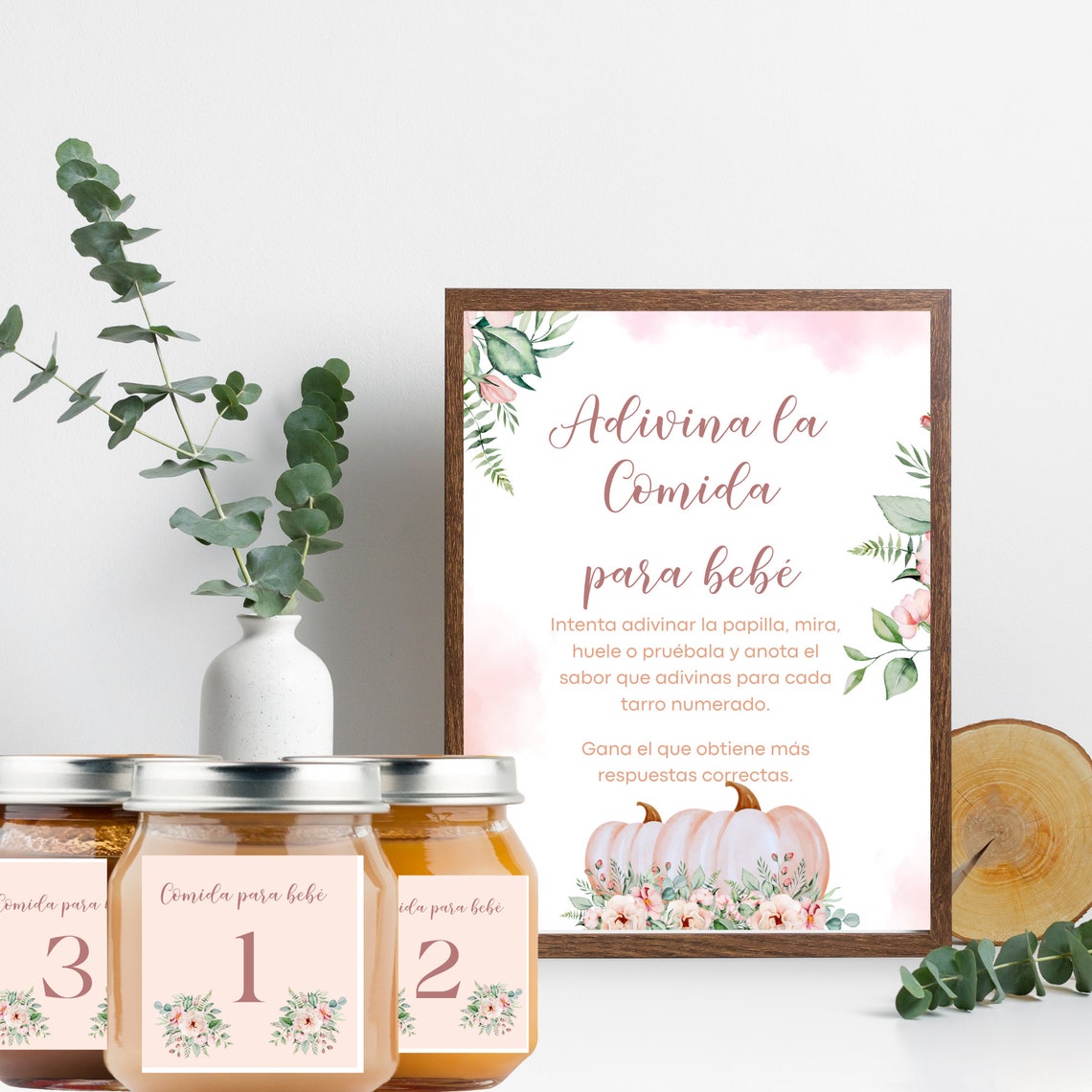 Spanish Blush Pink Pumpkins Baby Shower Games Bundle Modern - Etsy