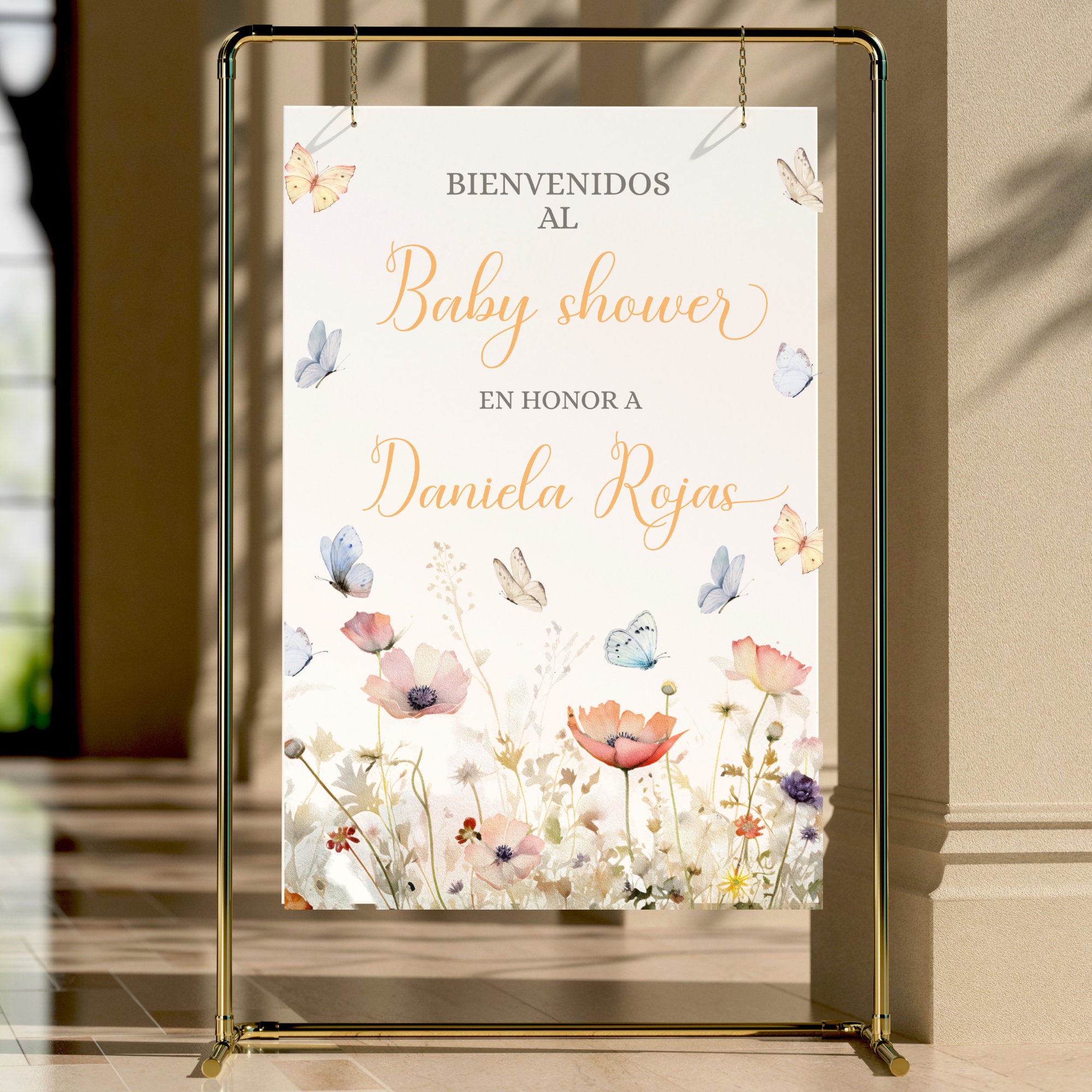 Editable Spring Spanish Baby Shower Welcome Sign- Printable ALL Text ...