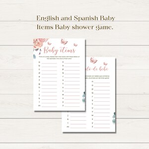 English and Spanish BABY ITEMS Baby Shower Game Instant Download ...