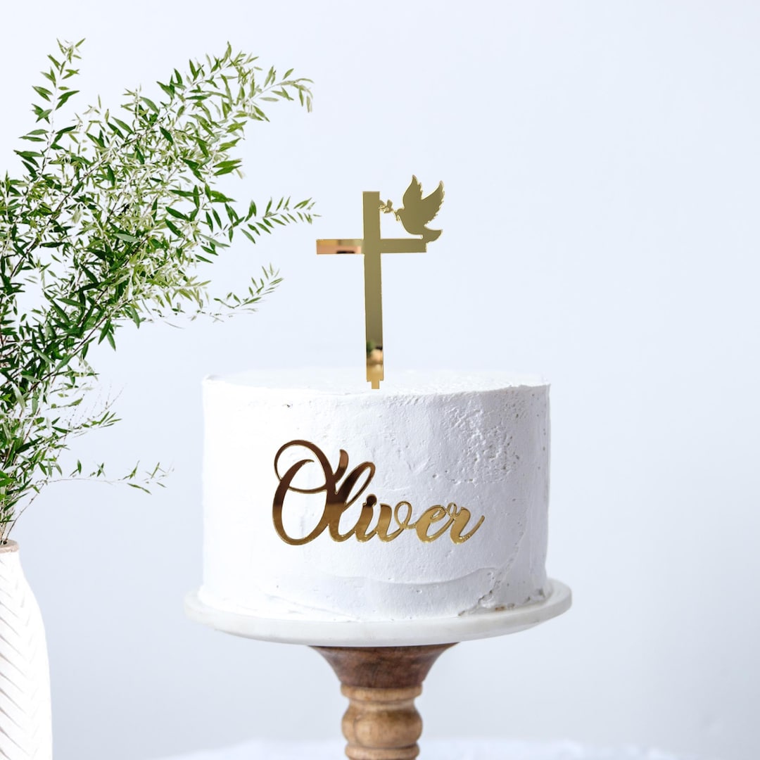 Crucifix With Dove Cake Topper -personalized Charm and Religious Cake ...