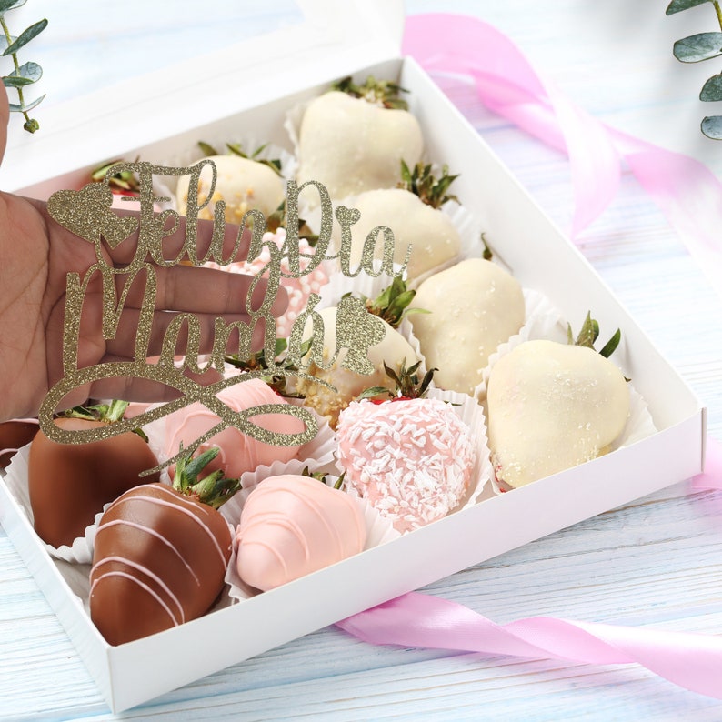 3-6 or 12 Pcs Feliz Dia Mama Toppers Spanish Treat Breakable - Etsy