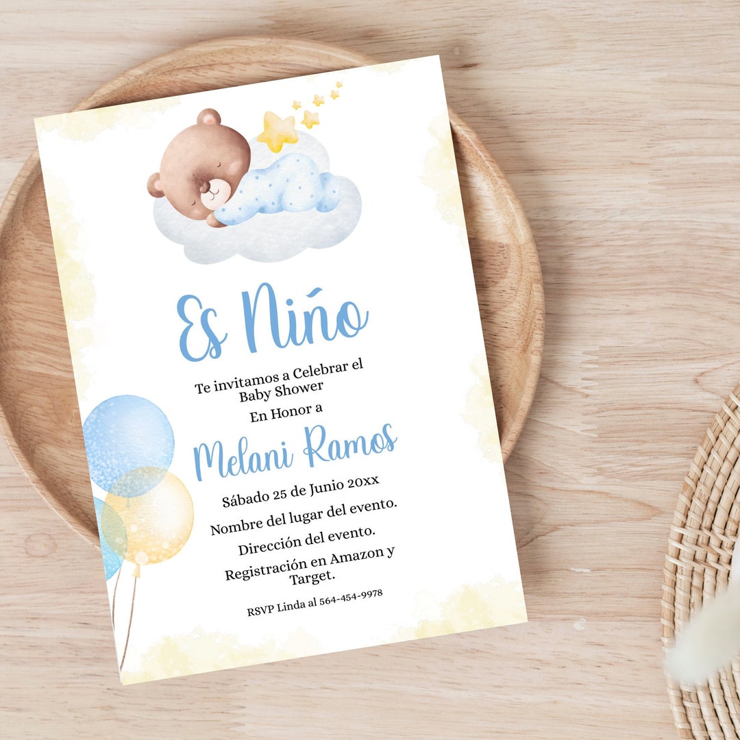 Spanish Baby Shower Printable Invitation for Boy Spanish - Etsy