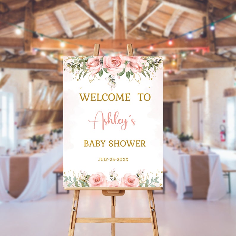 Editable Welcome Sign Pink Baby Shower-bridal Shower or - Etsy