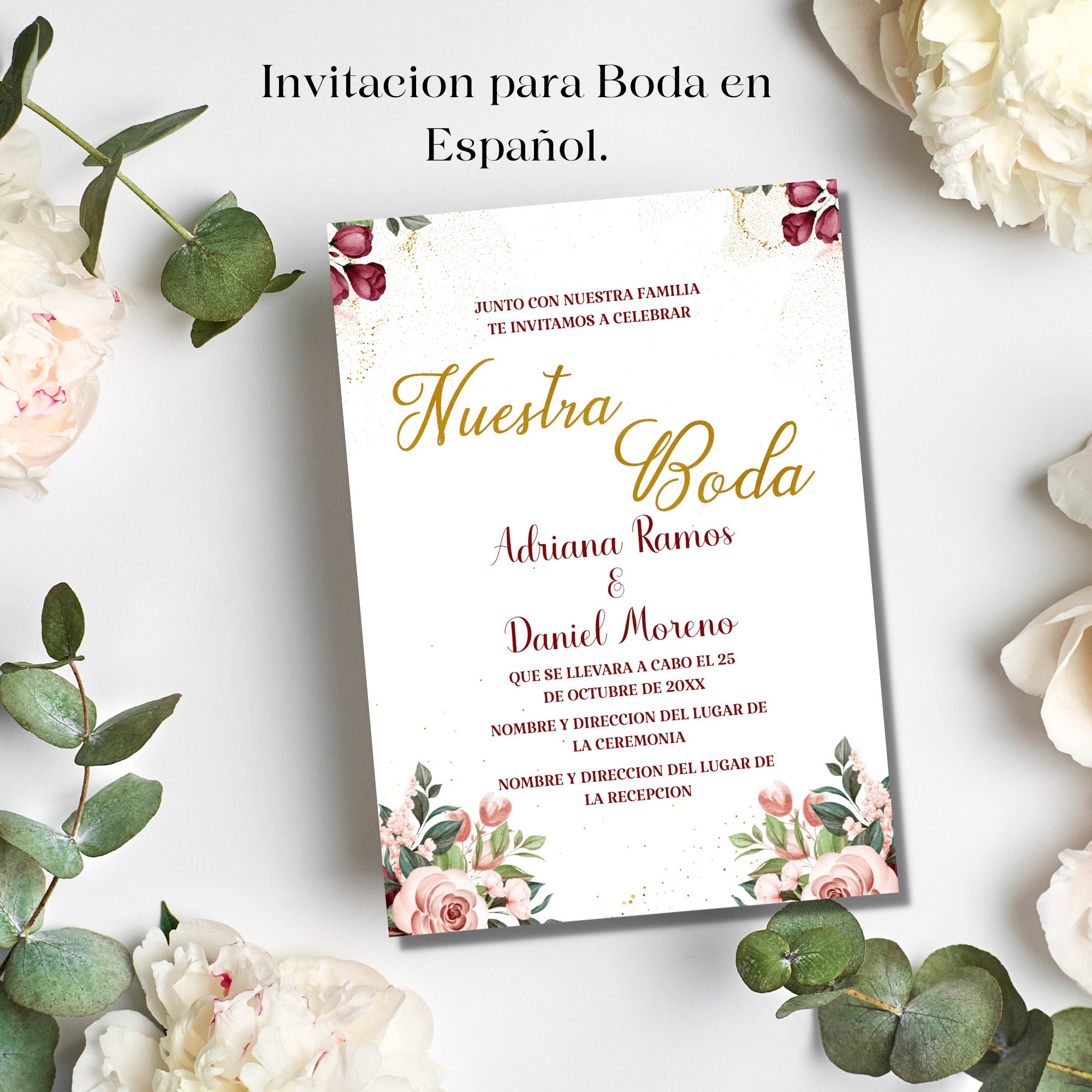 Spanish Wedding Printable Invitation Template Invitacion - Etsy