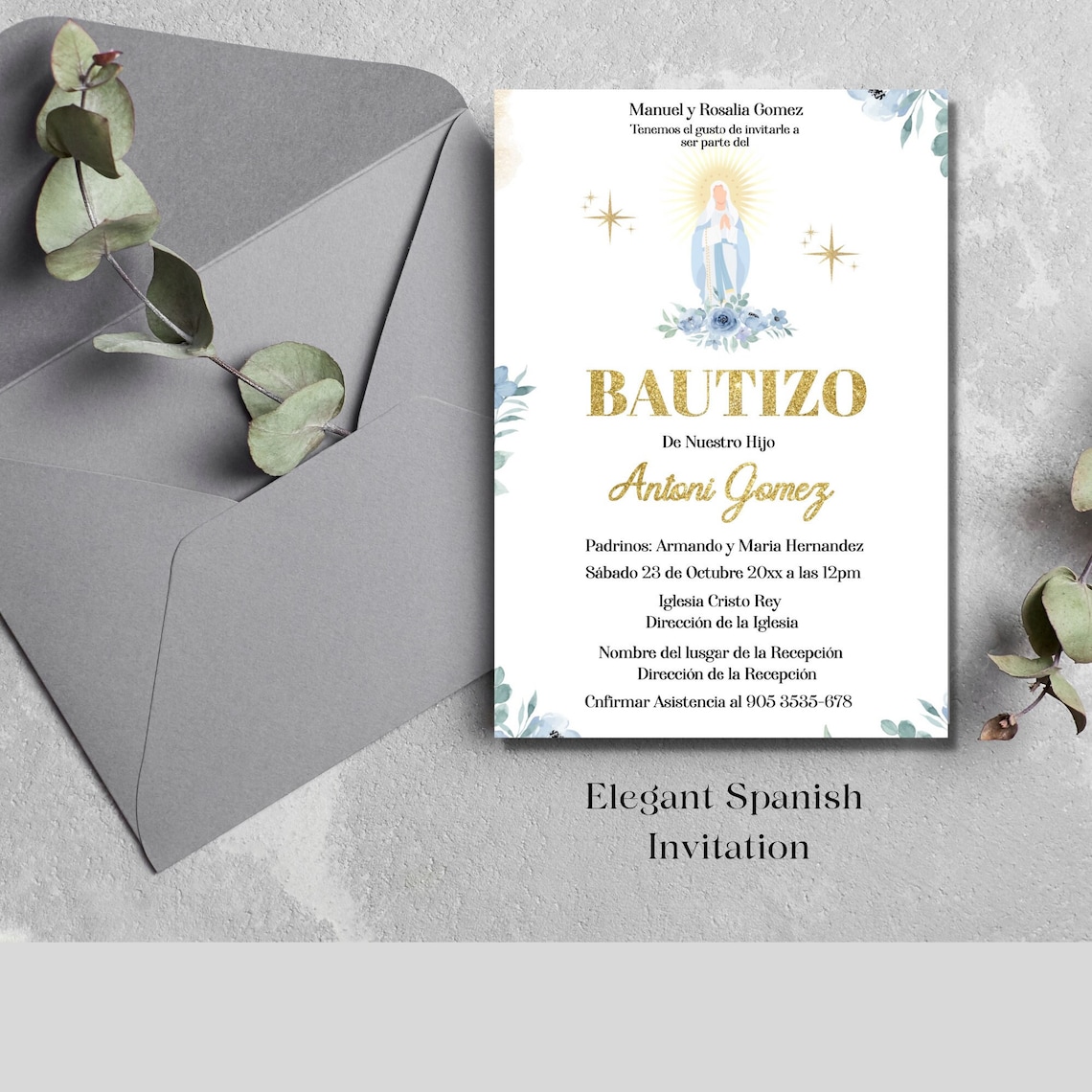 Spanish Baptism Printable Invitation Christening Invite in - Etsy