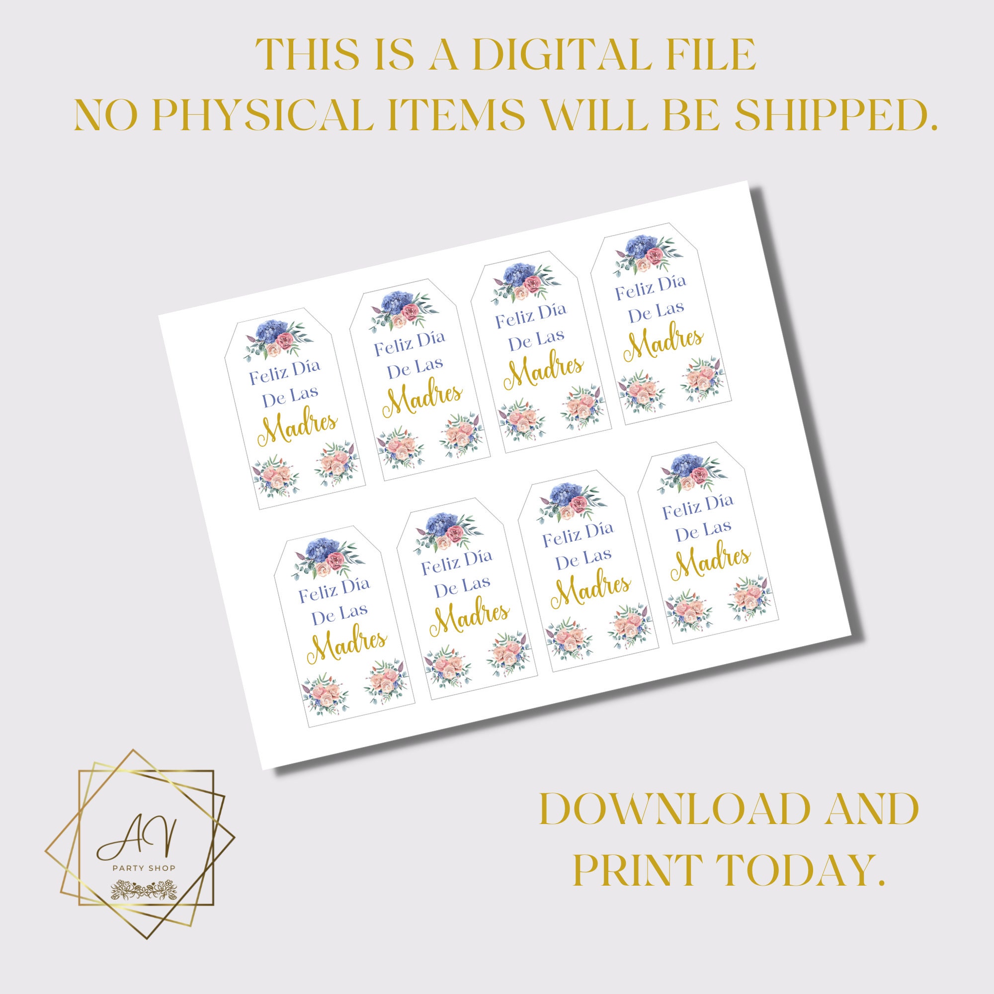 Spanish Happy Mother's Day Floral Favor Tags/feliz Dia De - Etsy