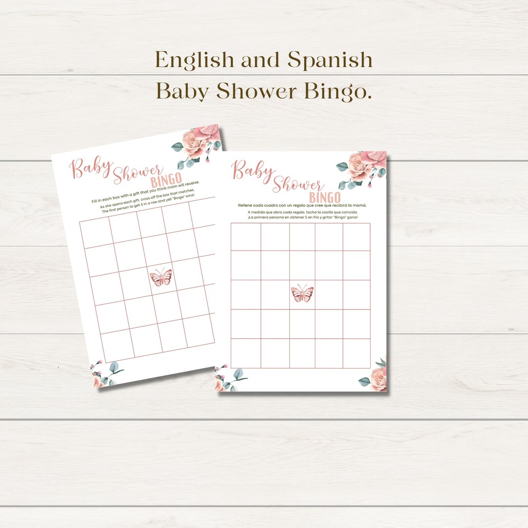 English and Spanish BINGO Baby Shower Game Bundle Instant Download ...