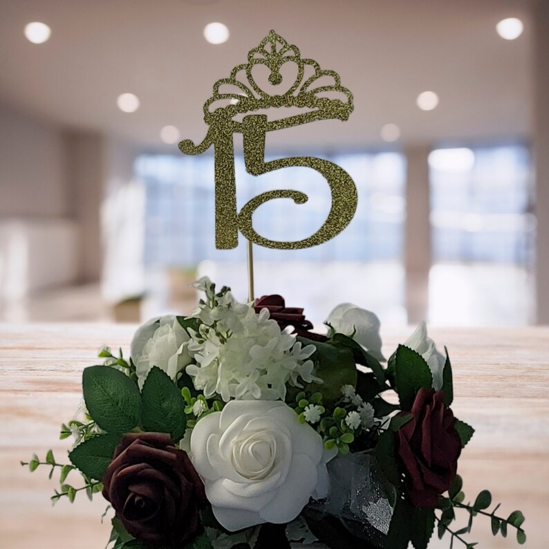 15 Birthday Topper- Quinceañera Centerpiece, Sweet 15 Centerpiece, 15th ...