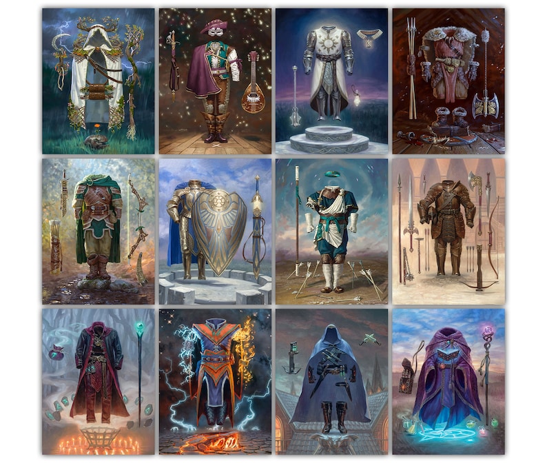Dungeons and Dragons Character Class Illustration Poster Set | Digital ...