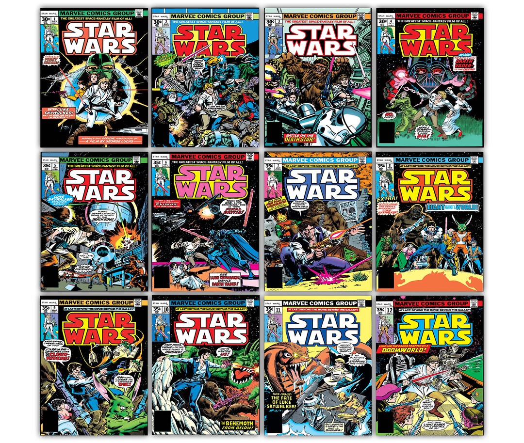 Star Wars Vintage Comic Book Cover Art Poster Set | Digital Download ...
