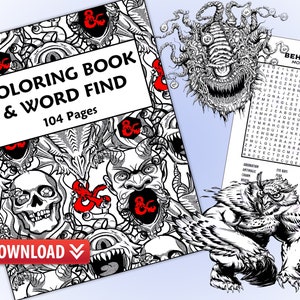 Dungeons and Dragons Coloring Book and Word Find - Digital Download ...