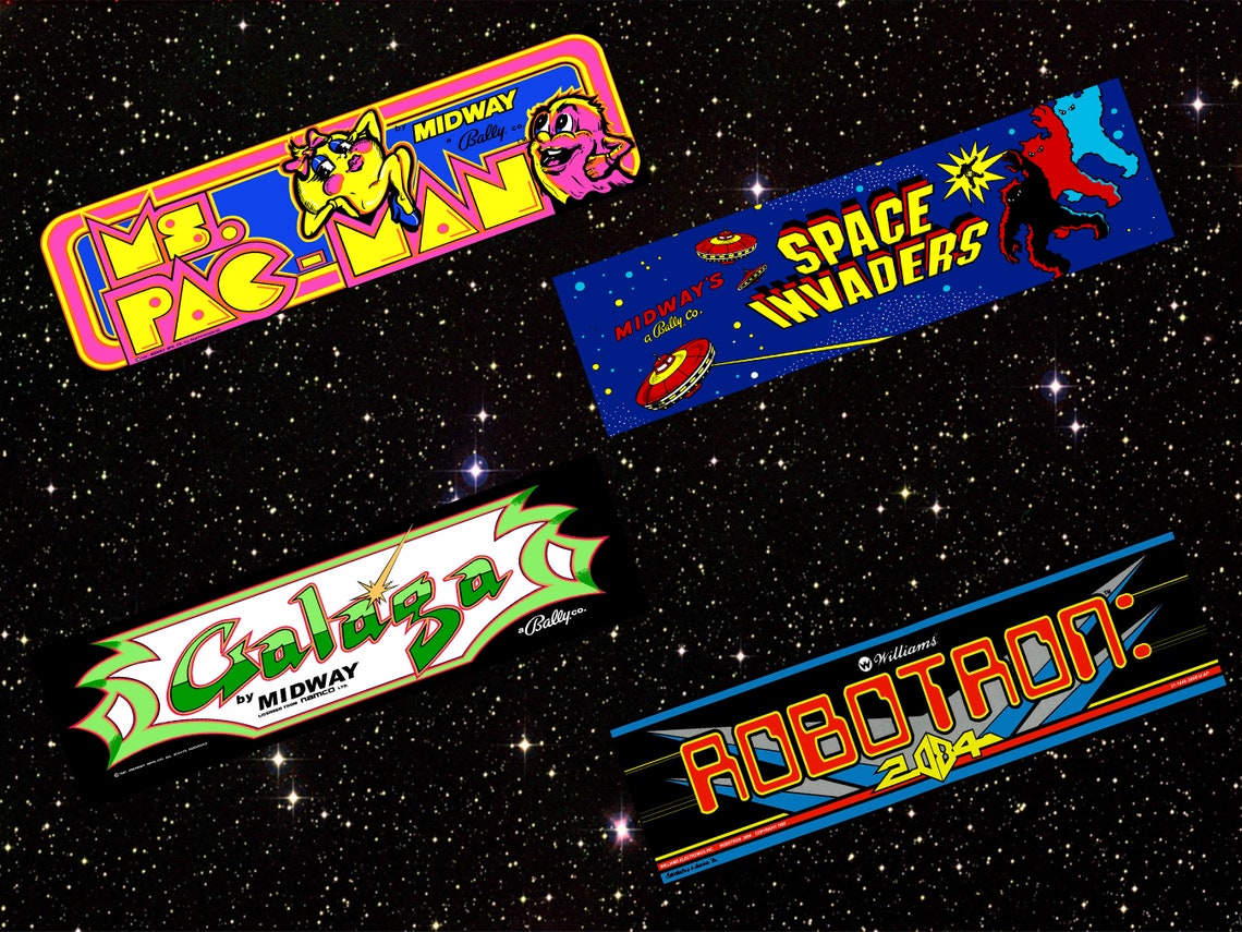 Retro Arcade Marquee Signs Set of Eighty 80 8x2.25 300 DPI Digital ...