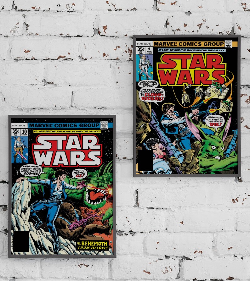 Star Wars Vintage Comic Book Cover Art Poster Set Digital Download Printables 8.5x11 Luke ...