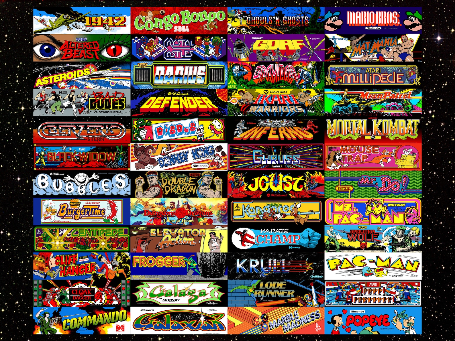 Retro Arcade Marquee Signs - Set of Eighty (80) - 8"x2.25" 300 DPI ...