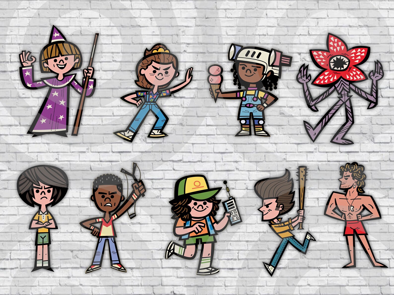 Stranger Things Cartoon Characters - PNG Digital Download - Set of 9 ...