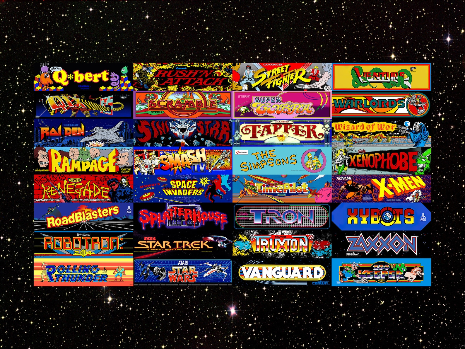Retro Arcade Marquee Signs - Set of Eighty (80) - 8"x2.25" 300 DPI ...