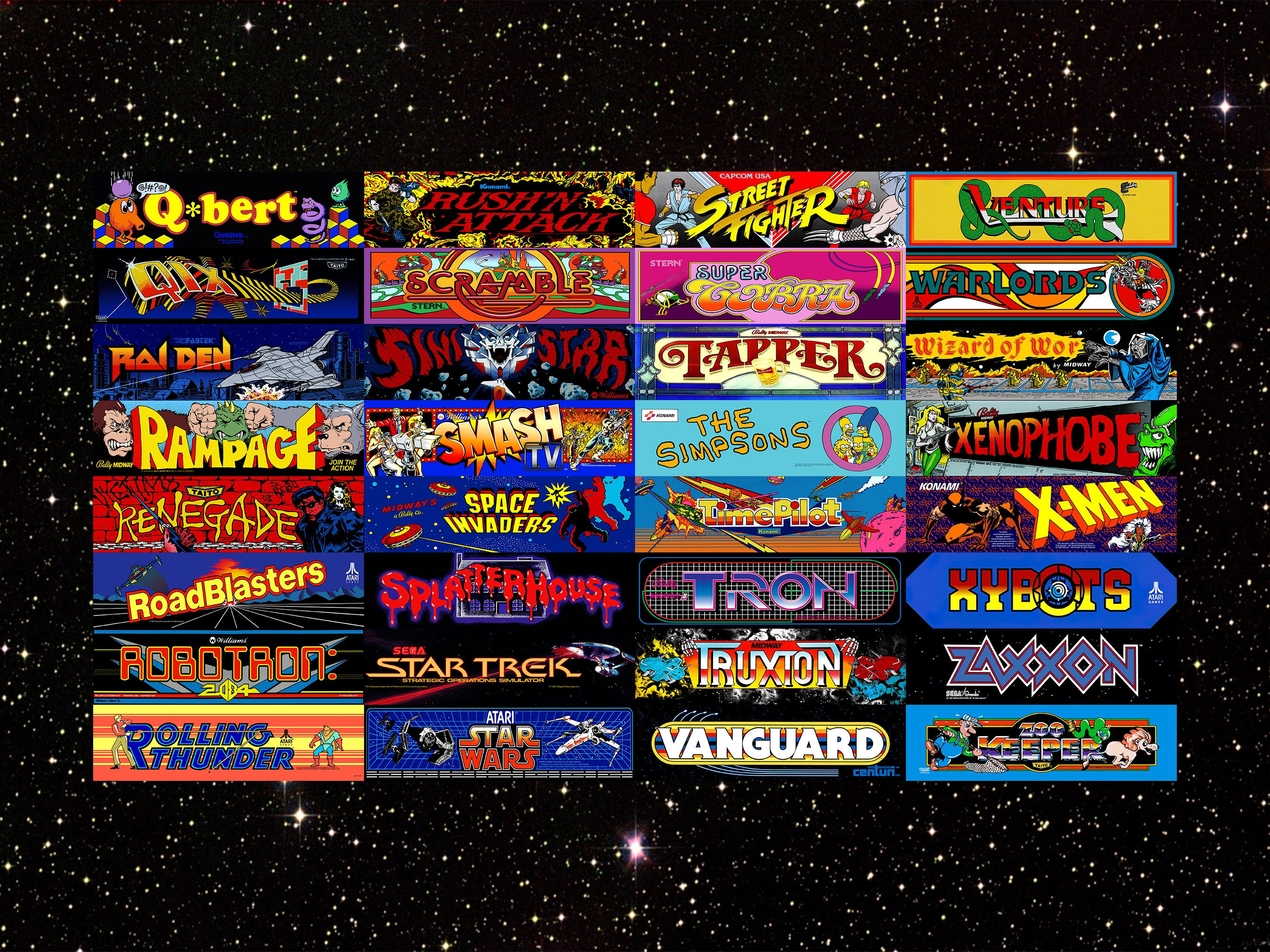 Retro Arcade Marquee Signs - Set of Eighty (80) - 8"x2.25" 300 DPI ...
