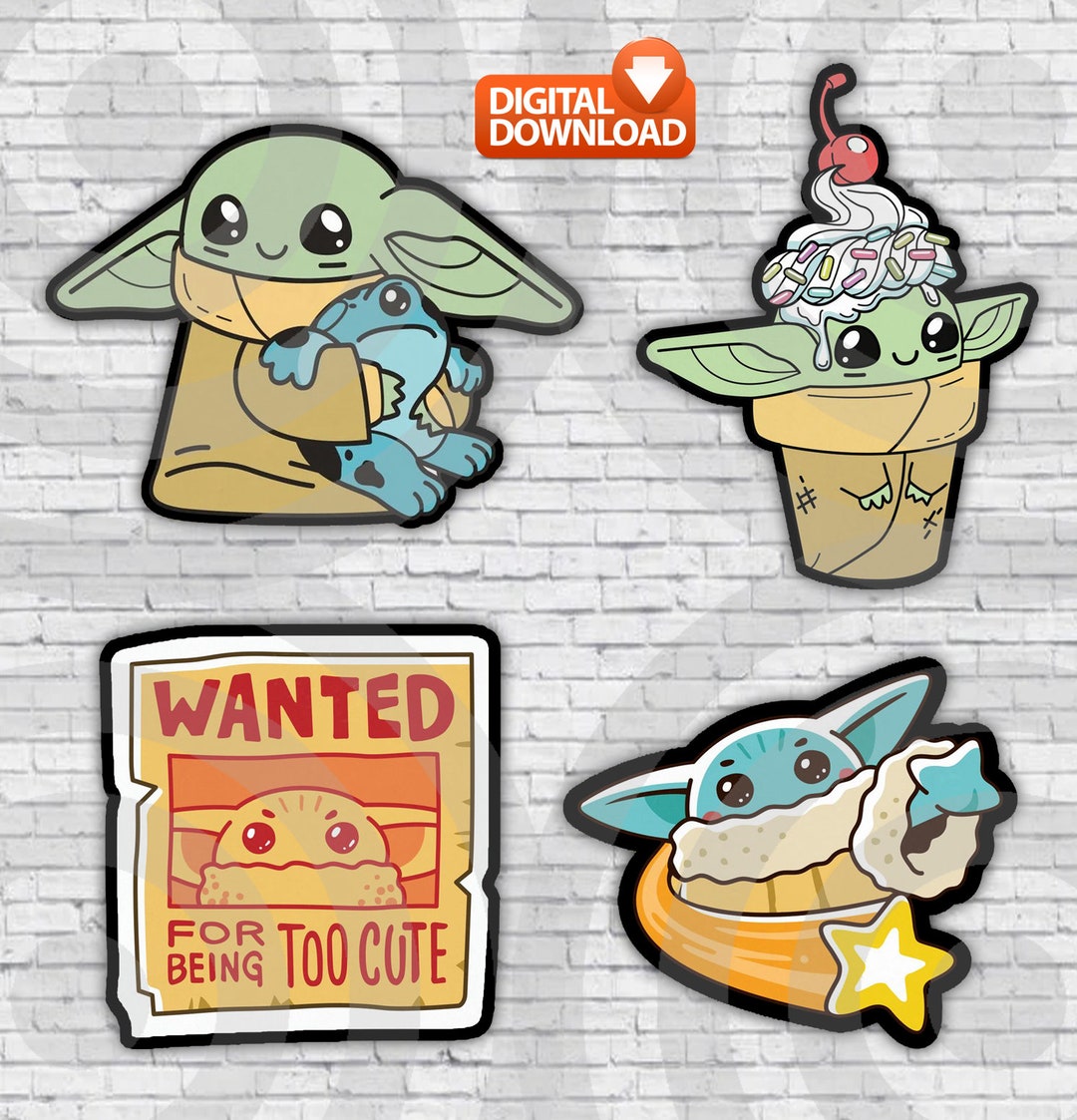Star Wars Baby Yoda Grogu the Child Set of 4 Digital Clip Art Files ...