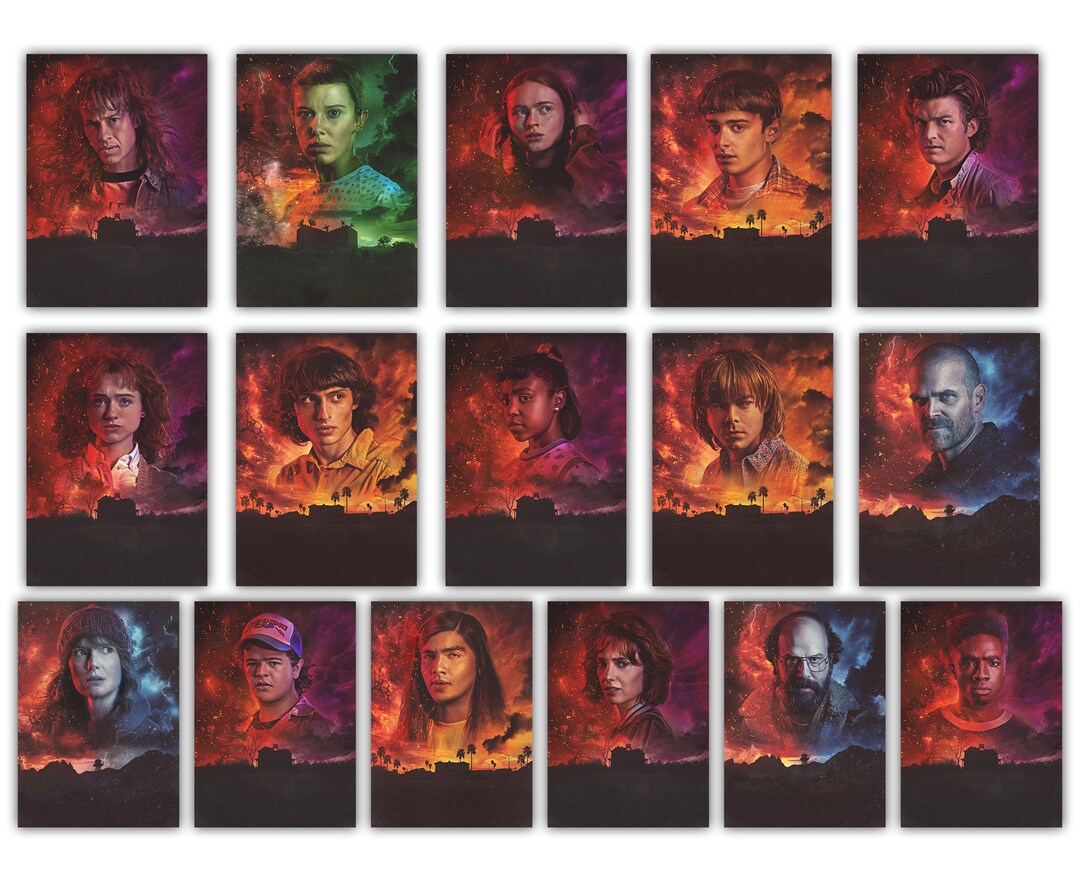 Stranger Things Season 4 Character Portraits Poster Set of 16 | Digital ...