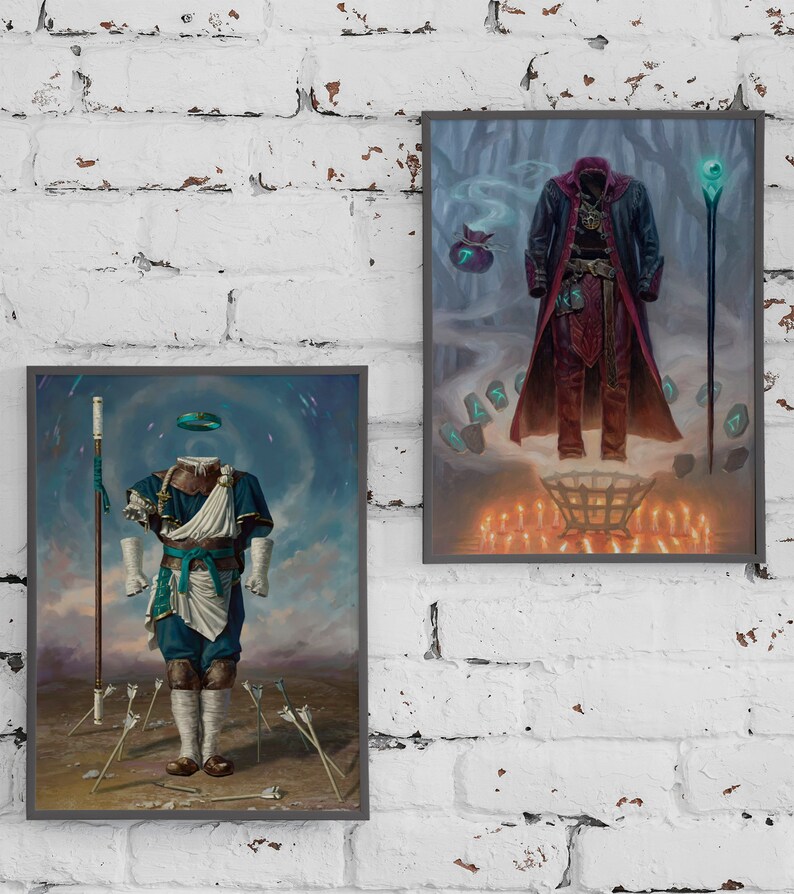 Dungeons and Dragons Character Class Illustration Poster Set Digital ...