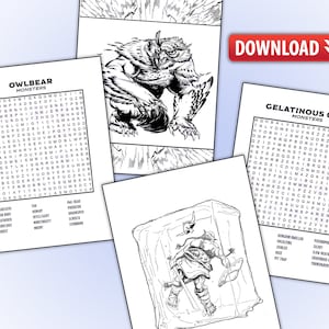 Dungeons and Dragons Coloring Book and Word Find - Digital Download ...