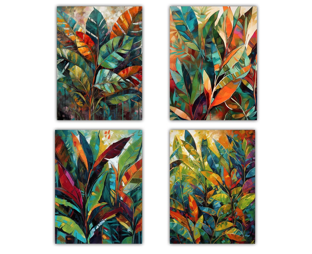 African Tropical Leaves Poster Set of 4 Digital Download - Etsy
