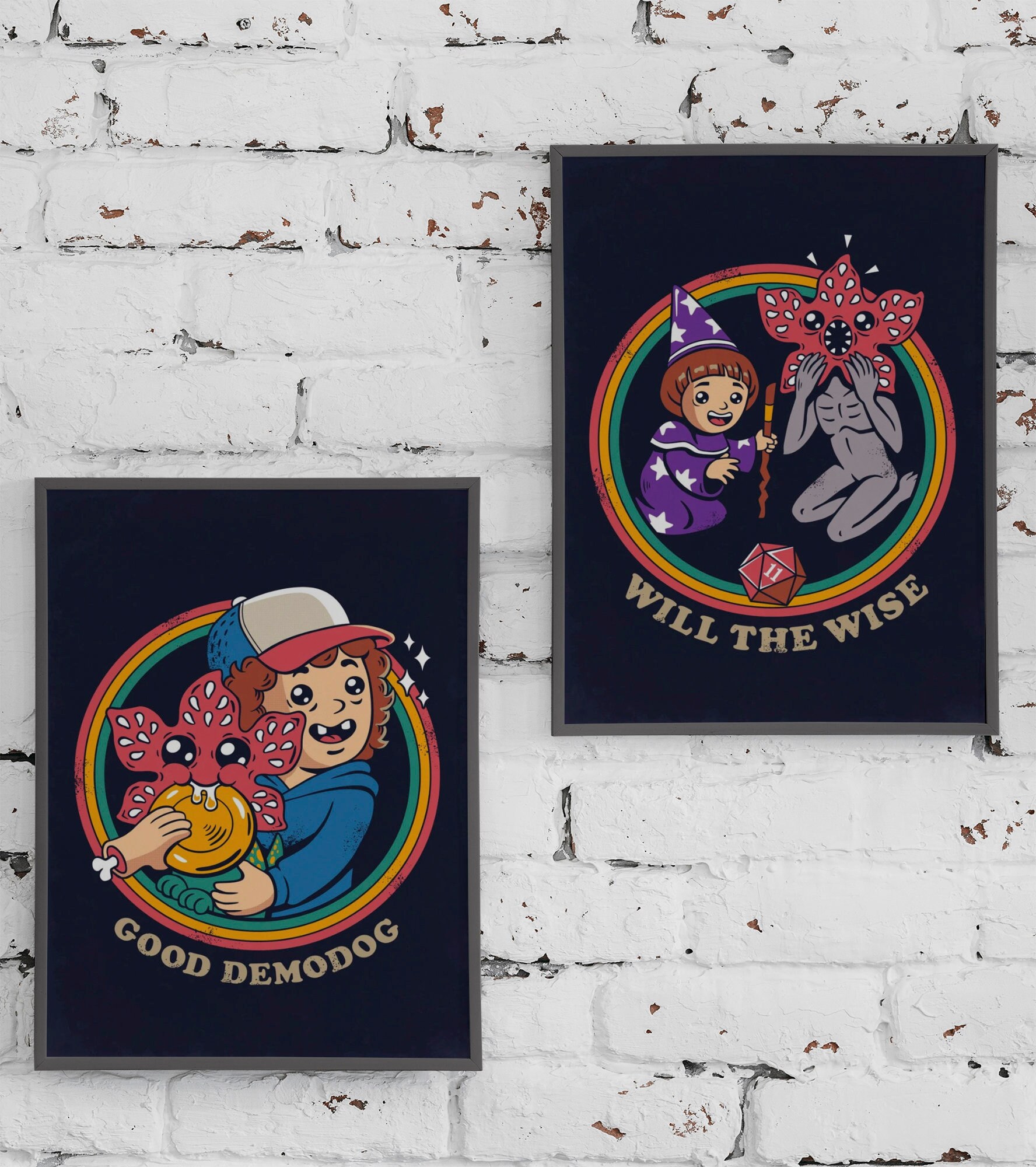 Stranger Things Cartoon Characters Kawaii Poster Set Digital Download ...
