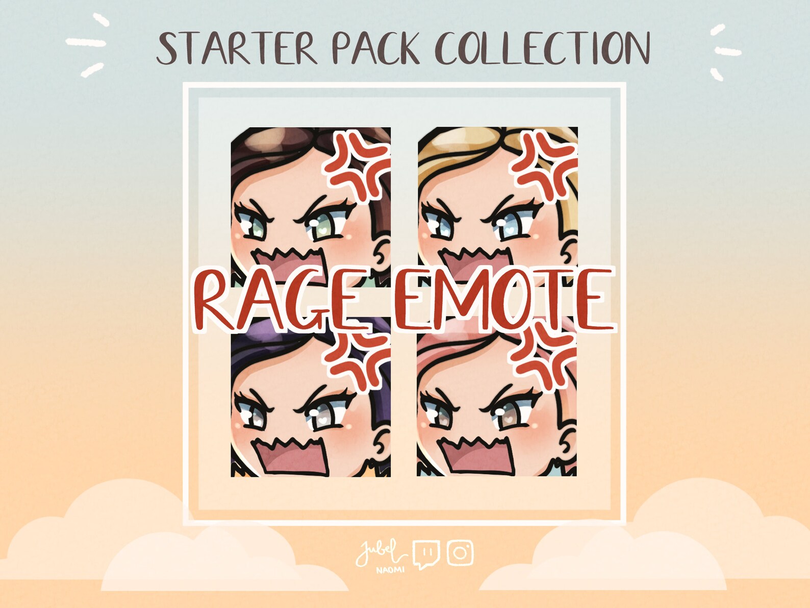 RAGE Twitch & Discord Emote Cute Chibi Emotes for Streamers | Etsy