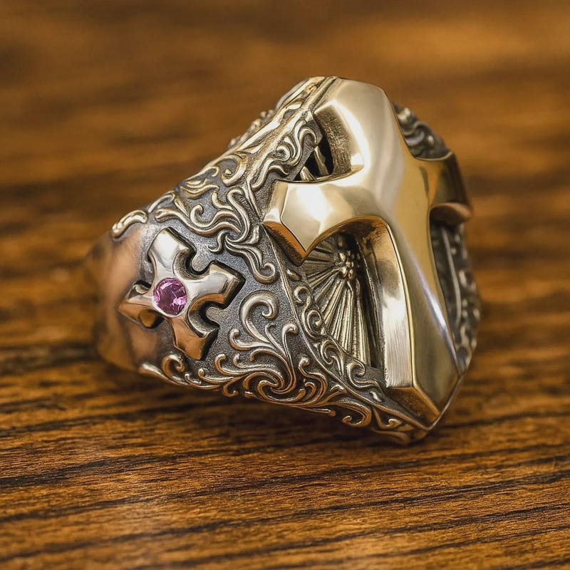 Gold Knights Templar Ring - Etsy