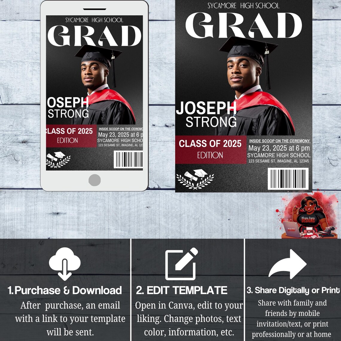 Magazine Graduation Invitation Template for Digital or Print | CANVA ...