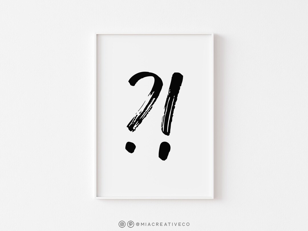 Question Mark Exclamation Mark Digital Print, Office Decor, Above Bed ...