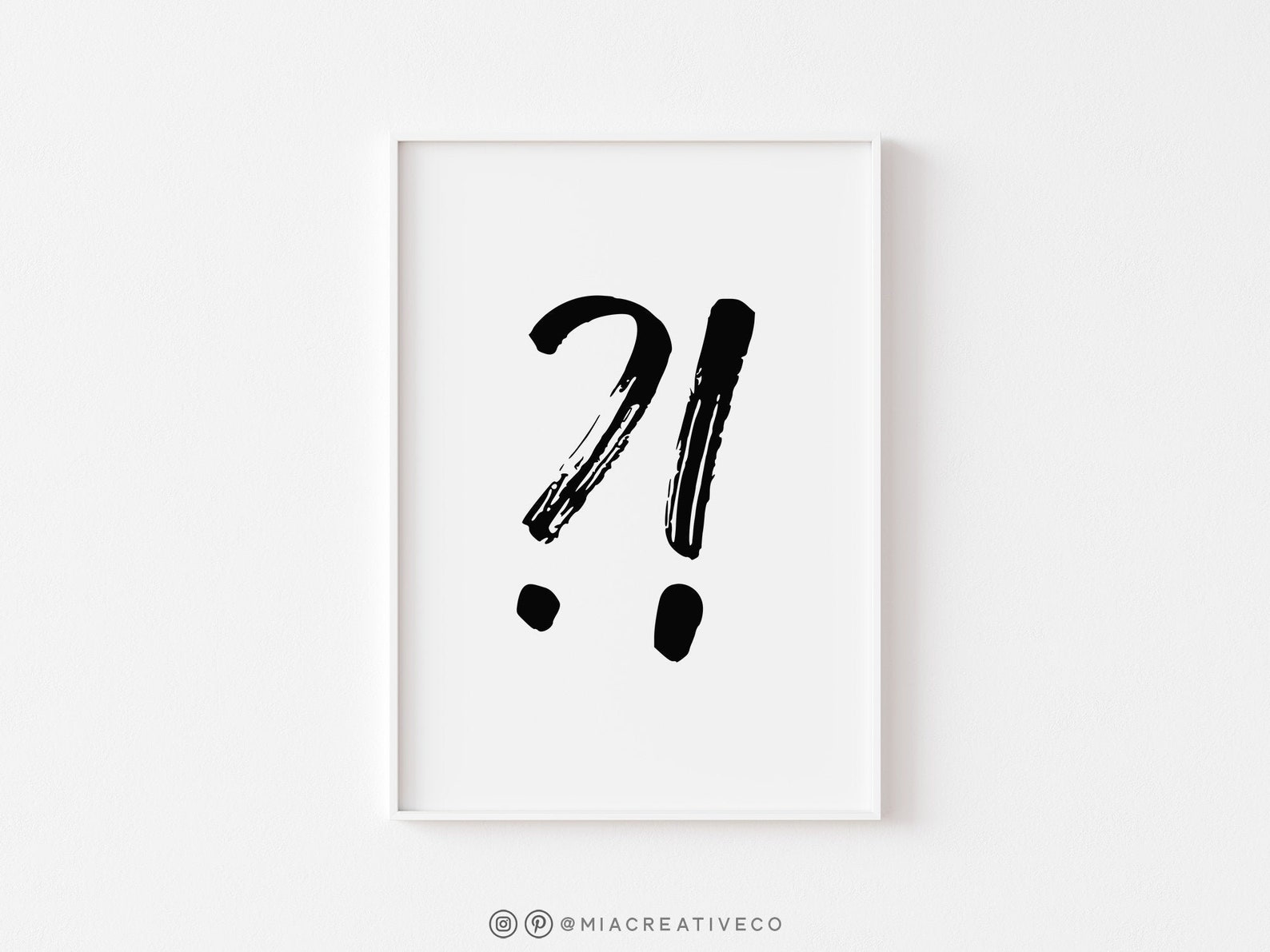 Question Mark Exclamation Mark Digital Print, Office Decor, Above Bed ...